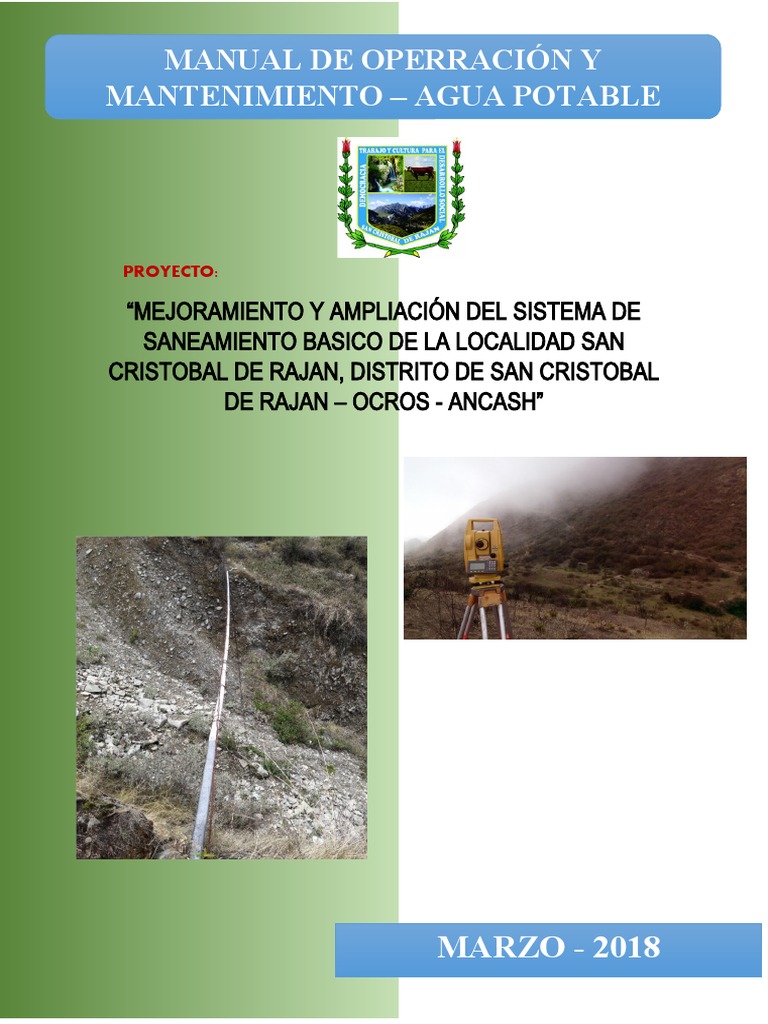 Manual de Operacion y Mantenimiento - Agua Potable | PDF | Agua potable | Tubería (transporte de ...