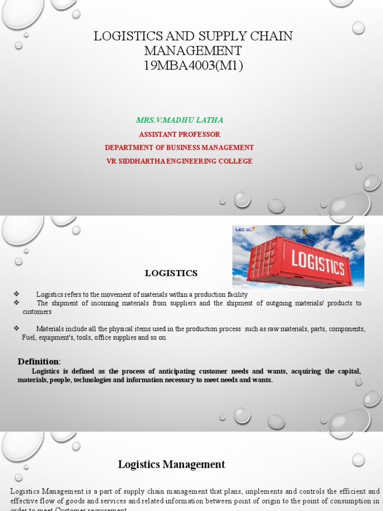 LSCM Unit1 PPTs | PDF | Supply Chain | Logistics