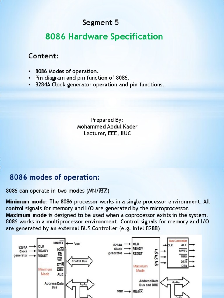 8086 Hardware Specification: Segment 5 | PDF | Input/Output | Central Processing Unit