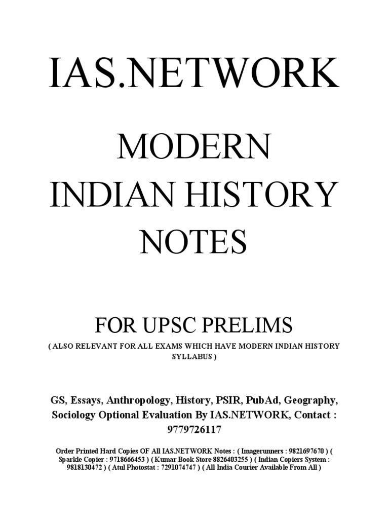Modern Indian History Notes by Ias - Network-1 | PDF | Unrest