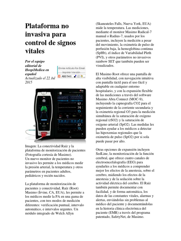 La Monitorización No Invasiva | PDF | Medicina | Especialidades Medicas
