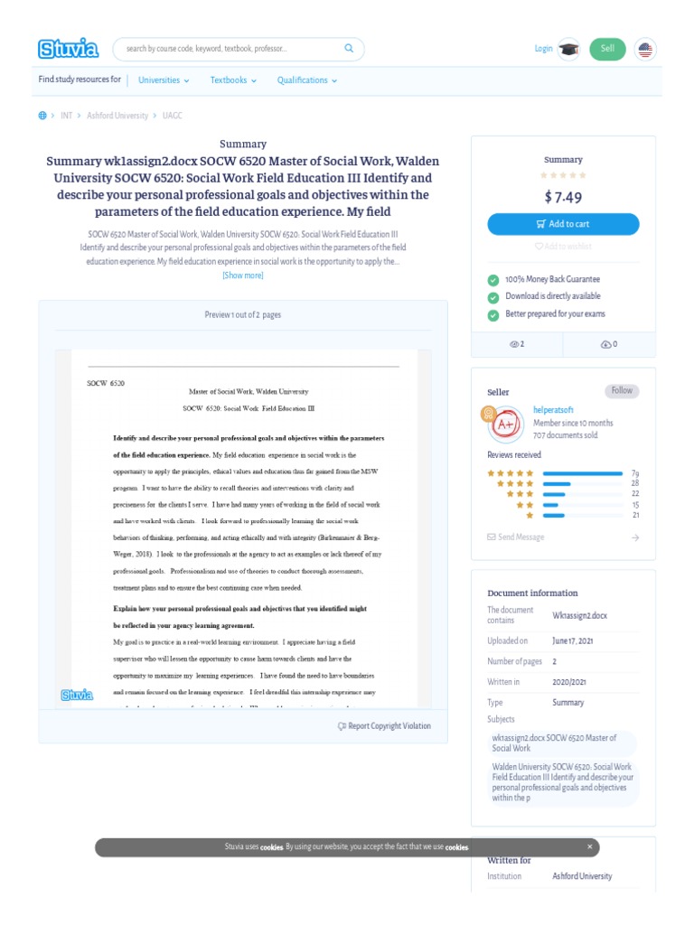 SOCW 6520 Master of Social Work | PDF | Health Care | Http Cookie