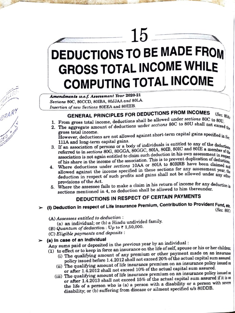 Income Tax Deductions 80C to 80U | PDF | Tax Deduction | Life Insurance