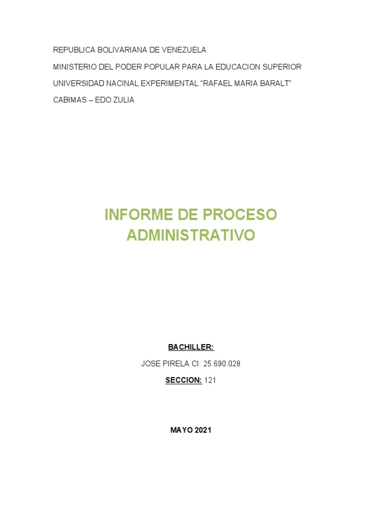 Informe de Proceso Administrativo | PDF | Planificación | Business