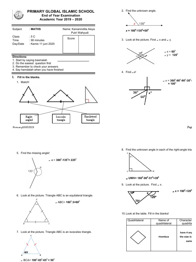 Kania 5C Math Soal PAT Semester 2 | PDF | Geometric Objects | Convex Geometry