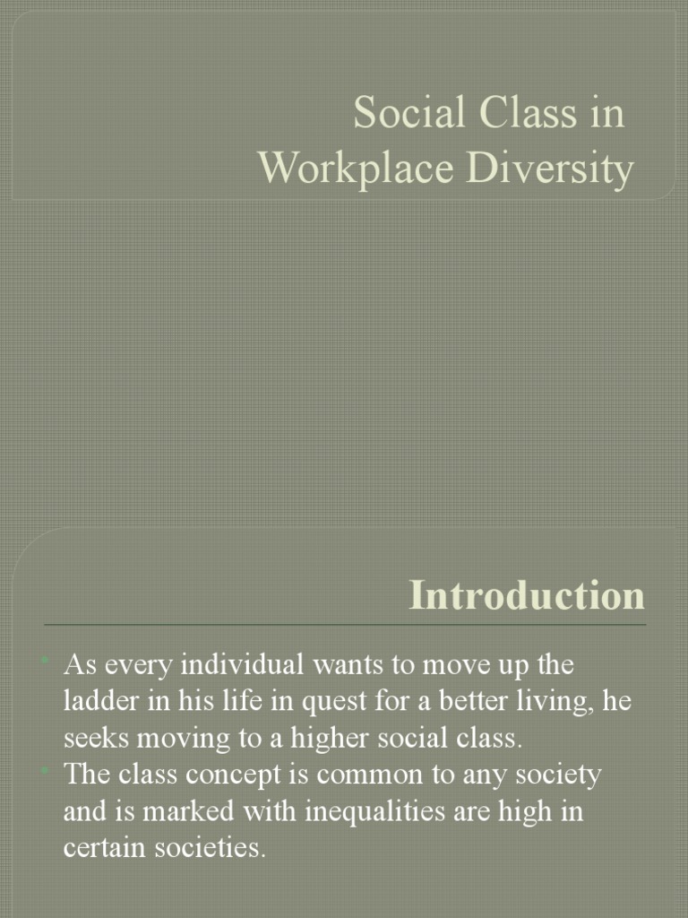 Social Class Diversity in the Workplace | PDF | Wealth | Middle Class