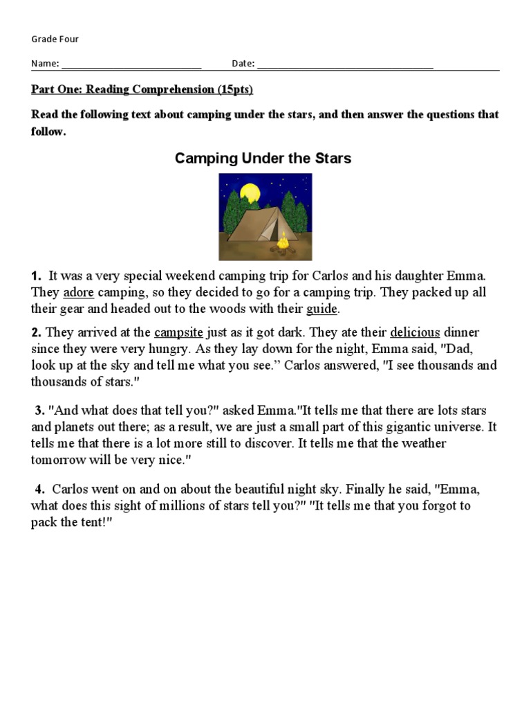 Grade 4 Camping Under The Stars-1 | PDF | History