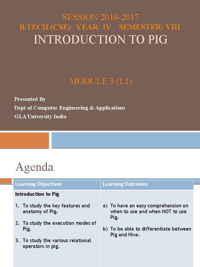 Introduction To Pig: SESSION 2016-2017 | PDF | Apache Hadoop | Map Reduce