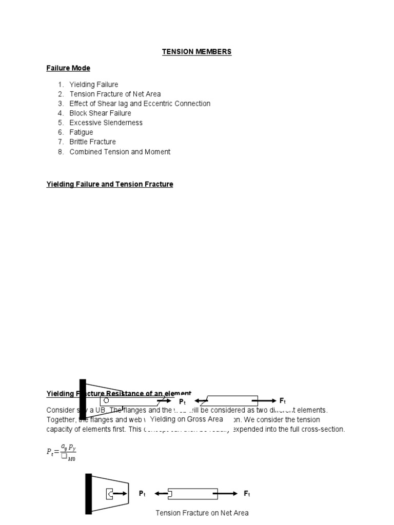TENSION MEMBERS Yielding Shear Lag | PDF | Fracture | Fracture Mechanics