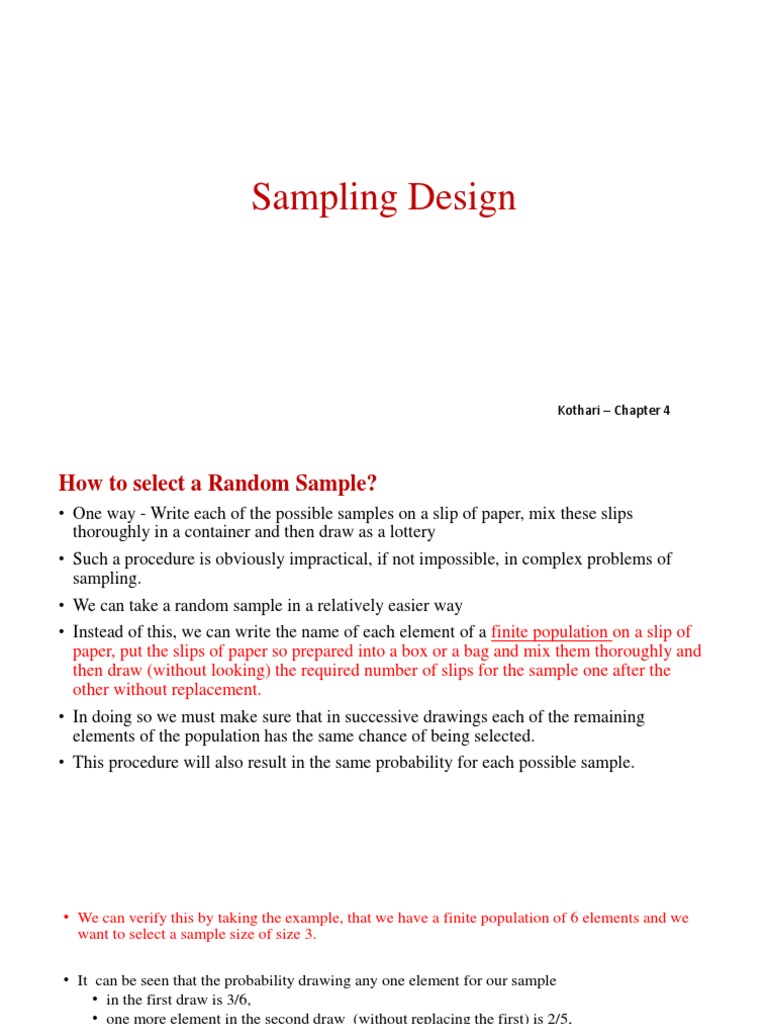 Sampling Design: Kothari - Chapter 4 | PDF | Sampling (Statistics ...