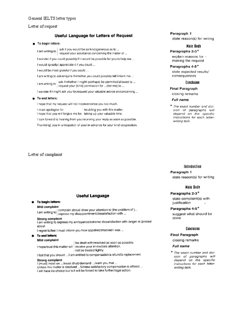 General IELTS Letter Types | PDF