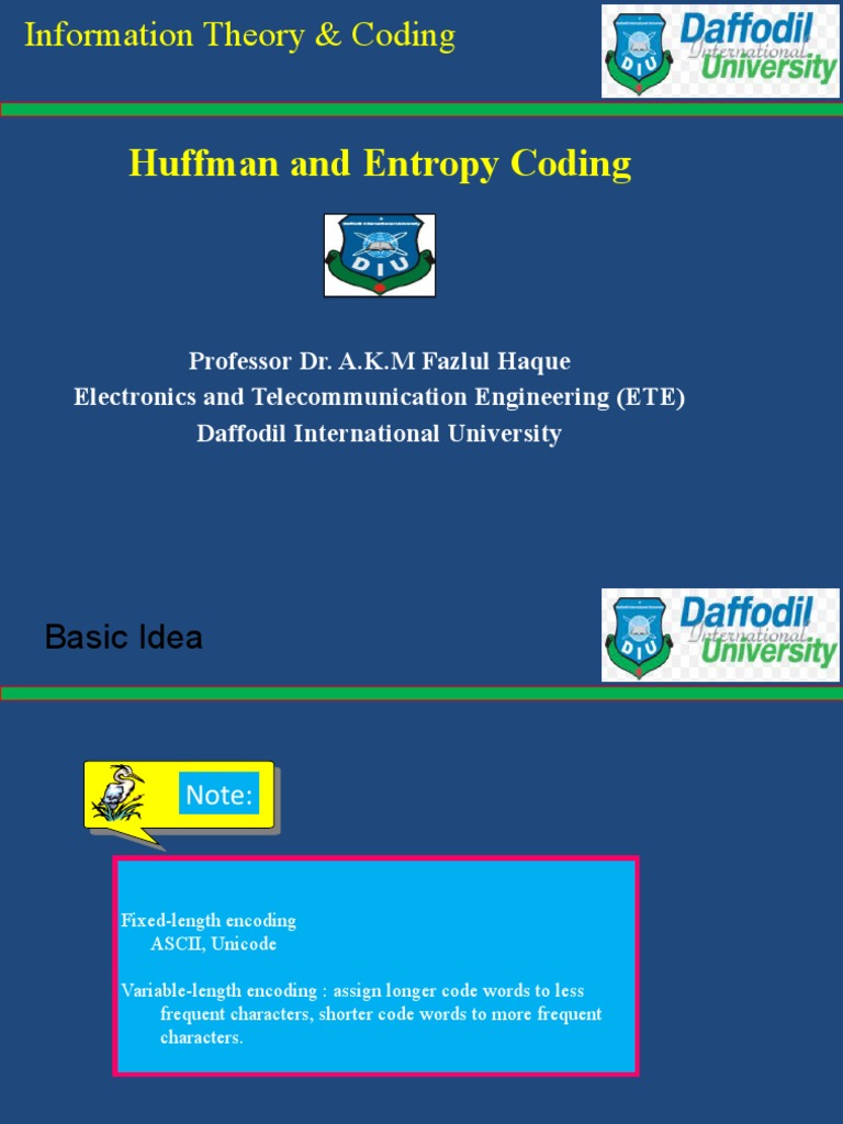 Lesson - Huffman and Entropy Coding | PDF | Data Compression | Code