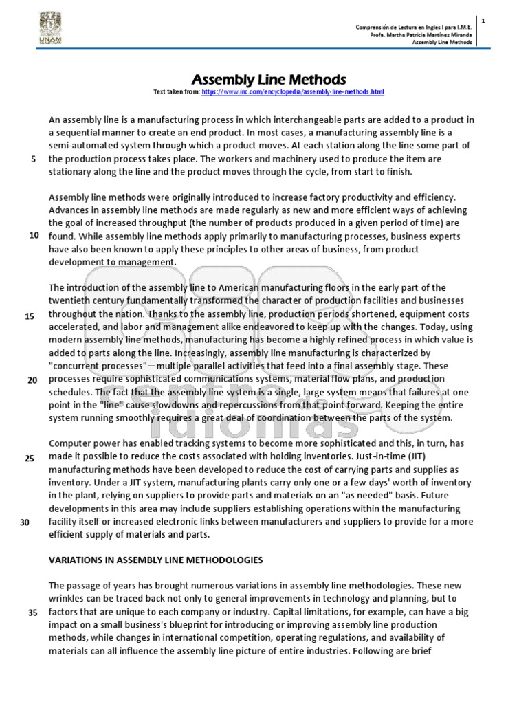 Assembly Line Method | PDF | Industries | Business Process