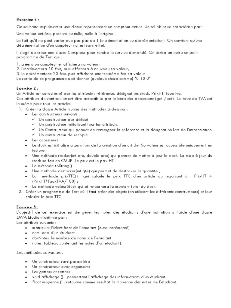 Accesseurs Java pour Classes Personnalisées | PDF | Constructeur (programmation) | Programmation