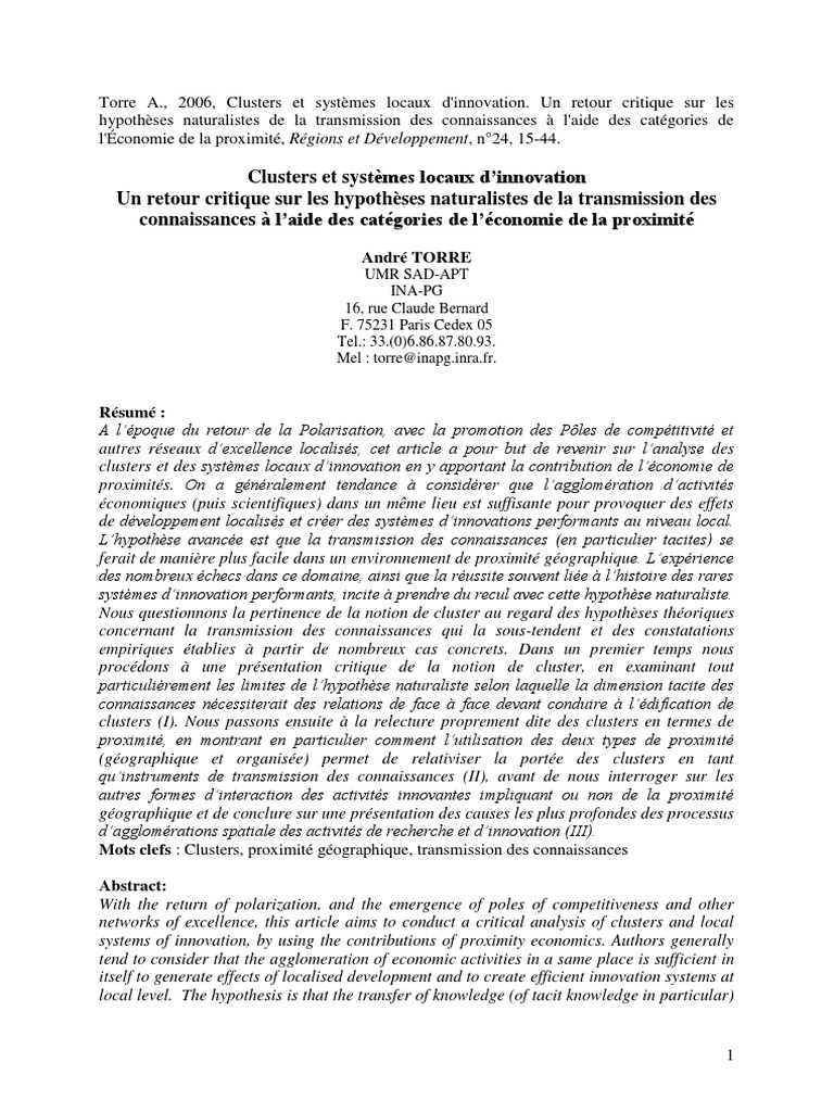 Clusters Et SPL | PDF | Connaissances | Géographie