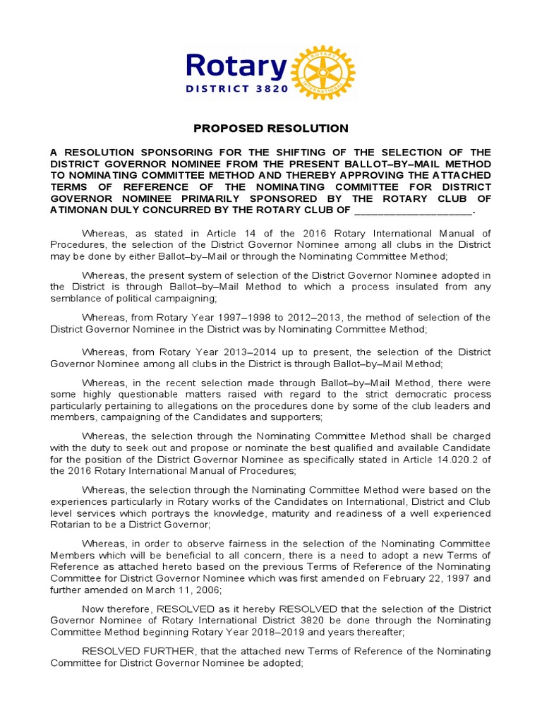 Club Resolution | PDF | Elections | Voting