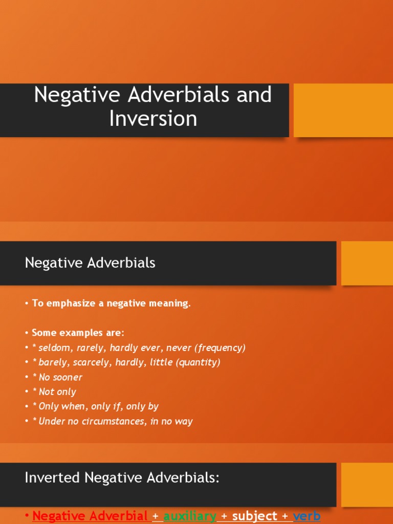 Negative Adverbials and Inversion | PDF | Language Arts & Discipline ...