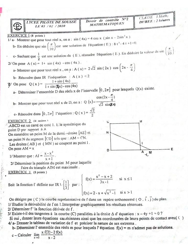 3 Math Pilote de Sousse | PDF