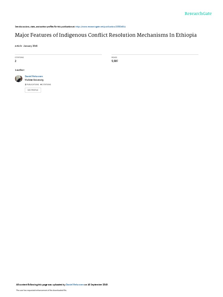 Major Features of Indigenous Conflict Resolution Mechanisms in Ethiopia | PDF | Conflict ...