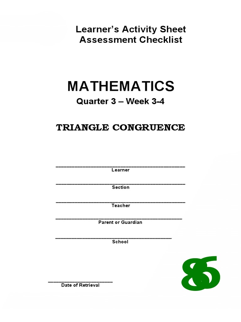Grade 8 Triangle Congruence Guide | PDF | Classical Geometry ...