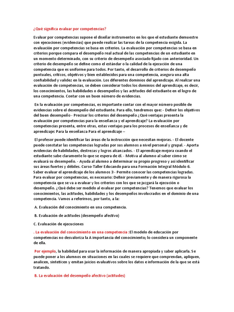 Qué Significa Evaluar Por Competencias Oscar | PDF | Evaluación ...