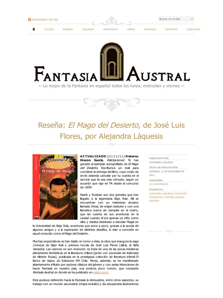Critica A El Mago Del Desierto de J L Flores | PDF | Fantasía | Narrativa