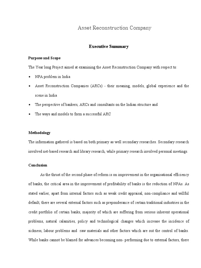 Asset Reconstruction Company | PDF | Regulatory Compliance | Security ...
