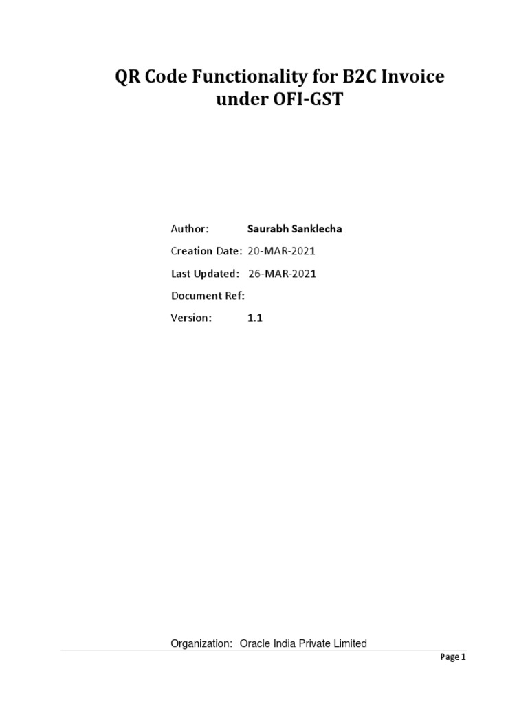QR Code Functionality For B2C Invoice Under OFI-GST | PDF | Qr Code ...