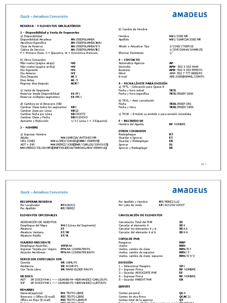 Amadeus Manual Quick | PDF | aerolíneas | Compañías de transporte