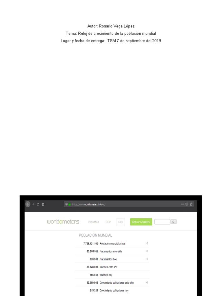 Reloj de Crecimiento Poblacional | PDF | Ciencias sociales