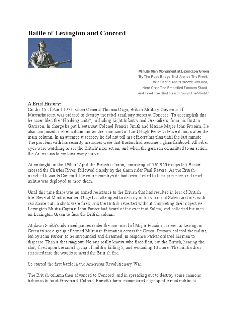 Battle of Lexington and Concord | PDF | Warfare | International Relations