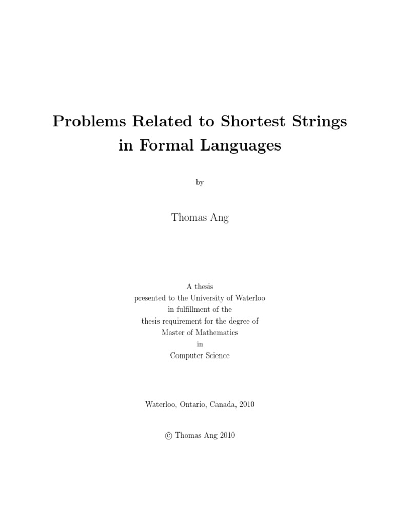 Ang Thomas Waterloo Automata MS | PDF | Theory Of Computation | Syntax (Logic)