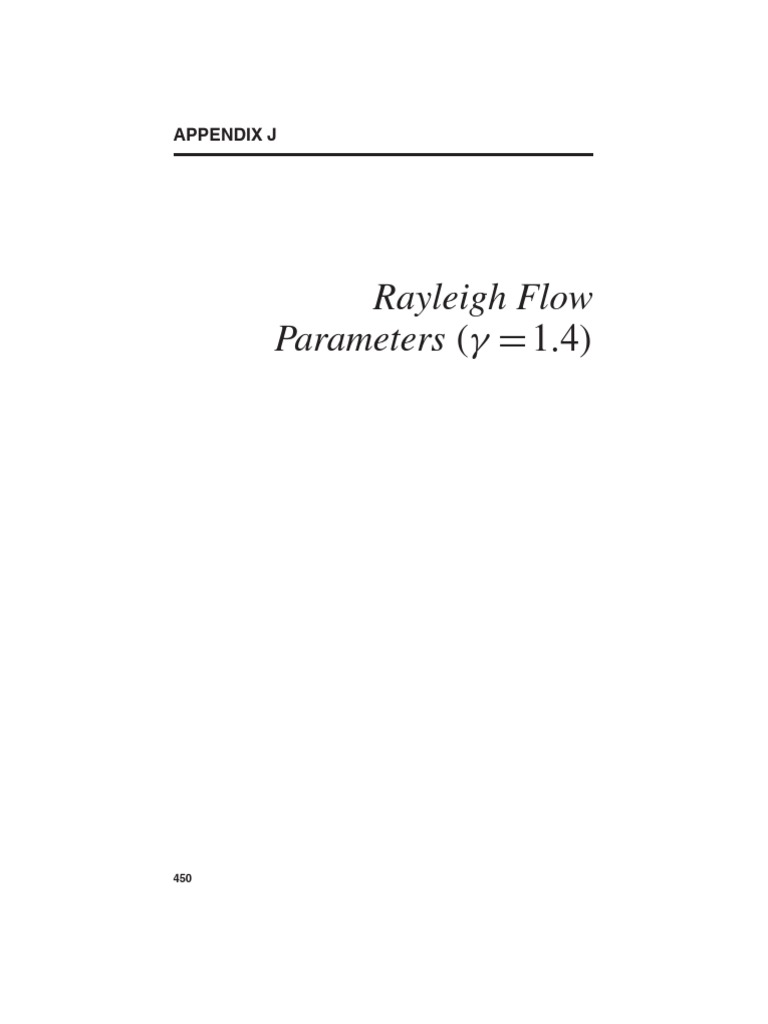 Rayleigh Flow Parameters (γ = 1.4) Table | PDF