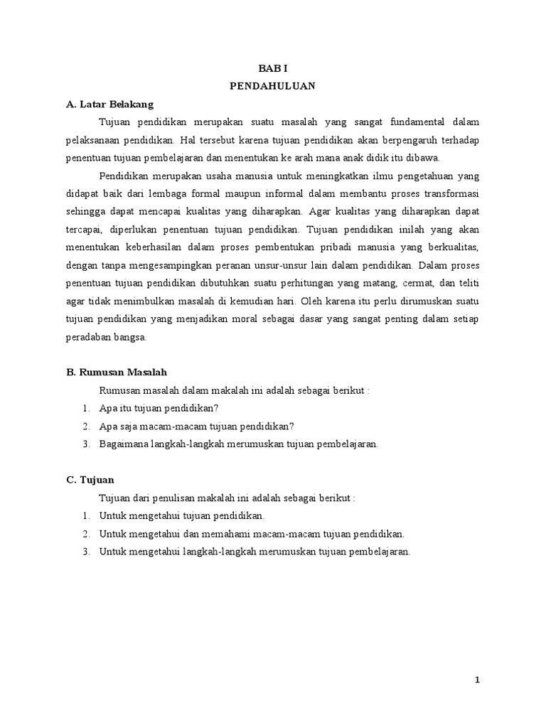 Makalah Tujuan Pendidikan Langkah Merumu | PDF | Karier & Perkembangan ...