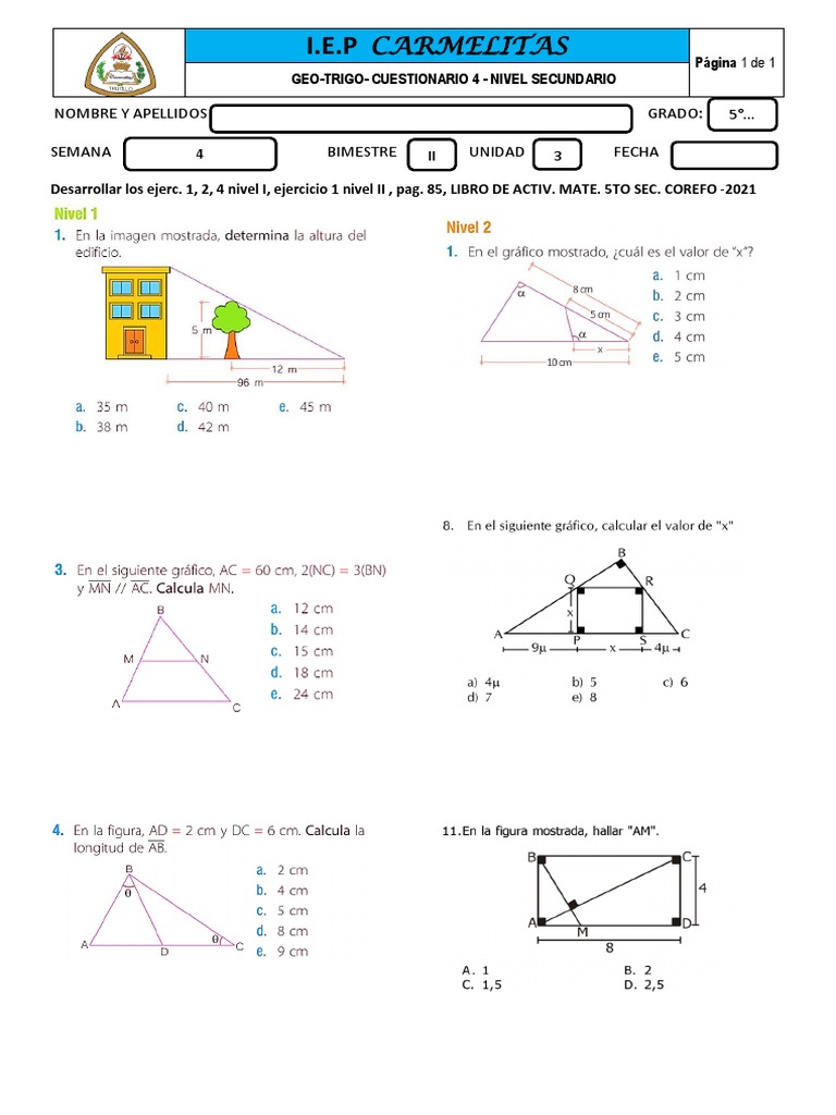 Cuestionario N°4-U3-Geo Trigo | PDF