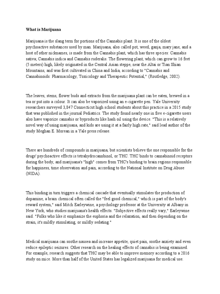 What Is Marijuana | PDF | Medical Cannabis | Cannabis (Drug)