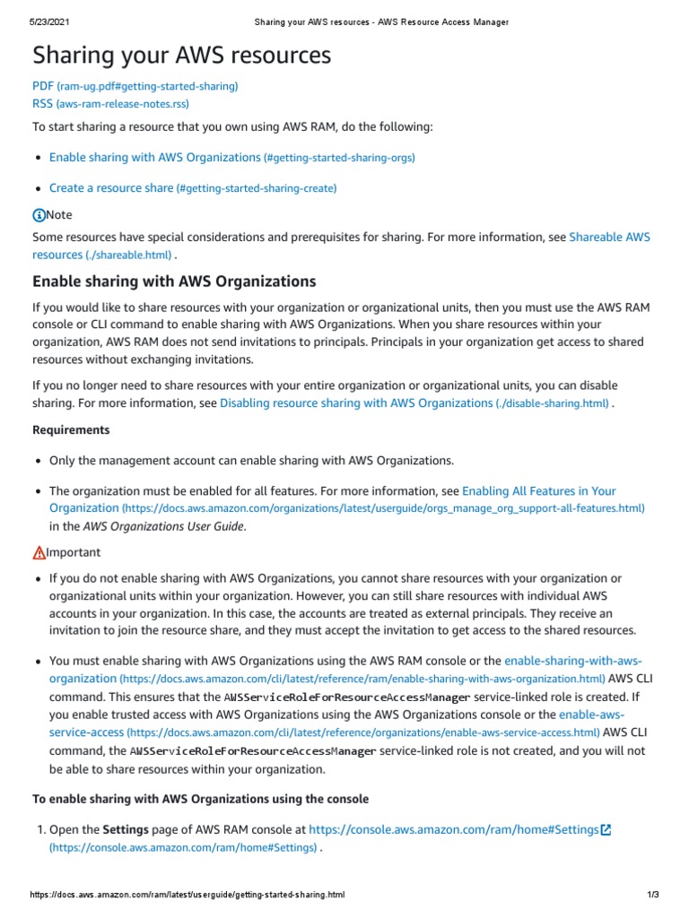 Sharing Your AWS Resources - AWS Resource Access Manager | PDF | Command Line Interface ...