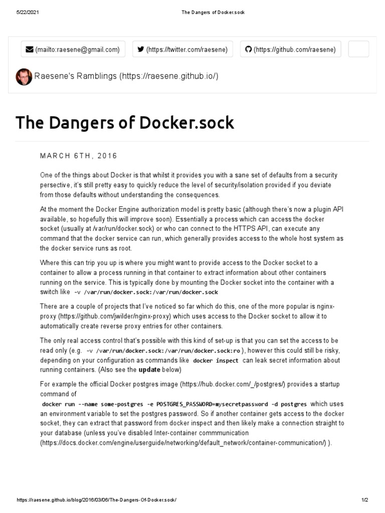 The Dangers Of Docker Sock How Exposing The Socket Can Compromise