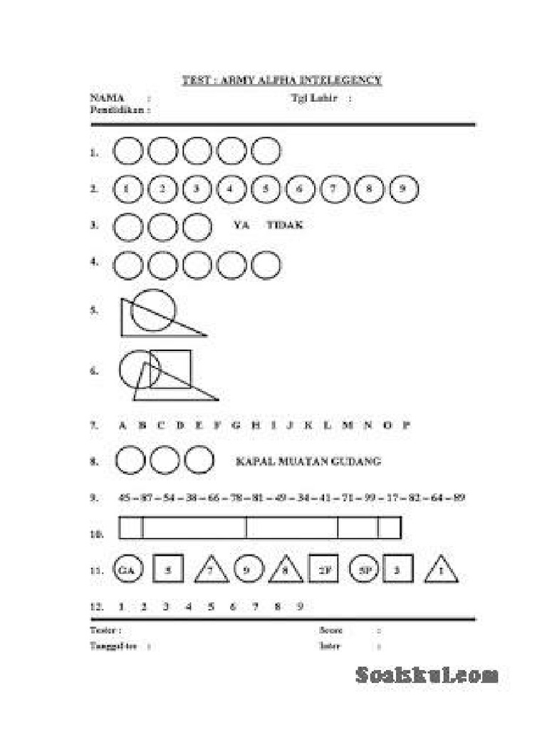 Tes Army Alpha | PDF