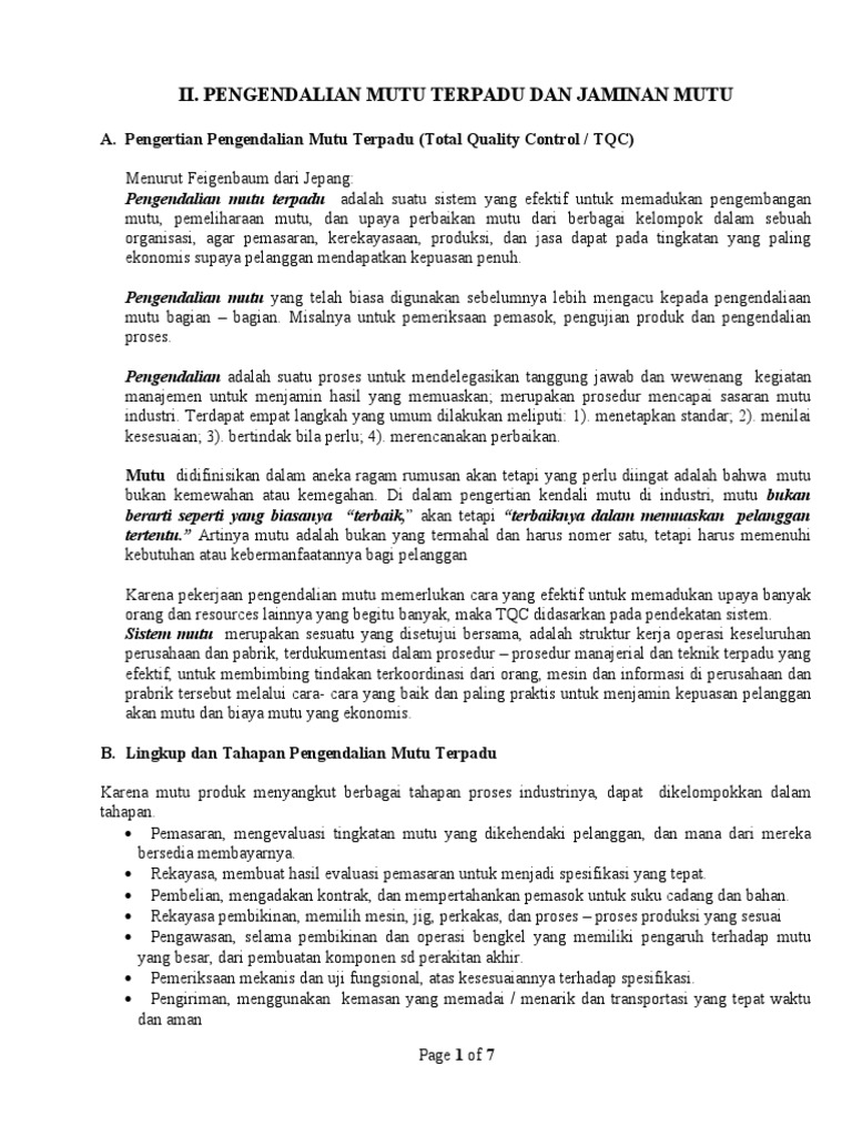MMT II Pengendalian Mutu | PDF | Bisnis