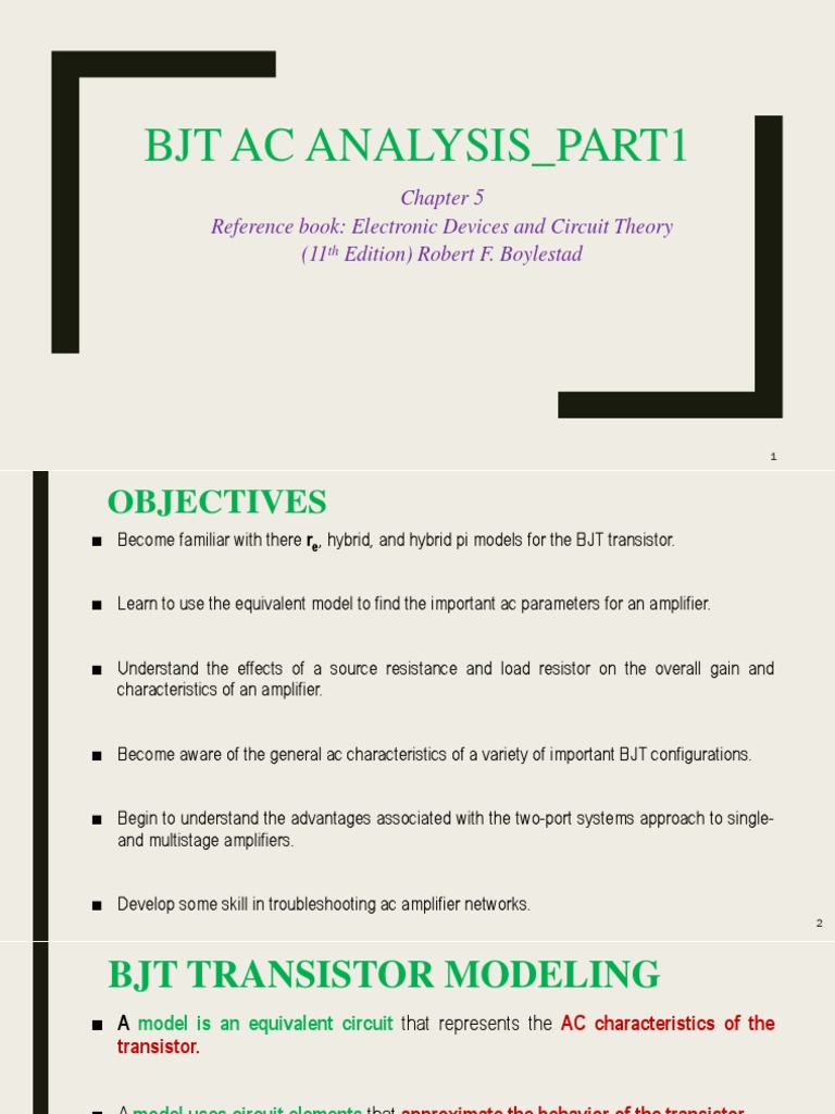 BJT AC Analysis: Models & Configurations | PDF | Amplifier | Bipolar ...