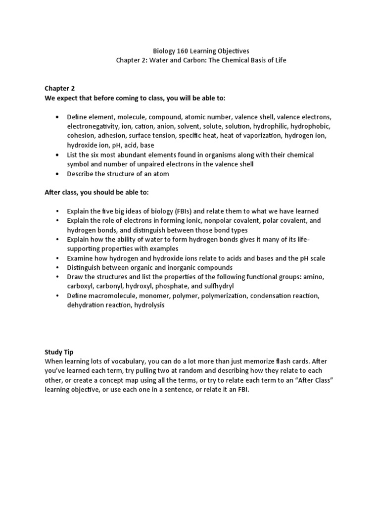 2 Learning Objectives - CH 2 | PDF