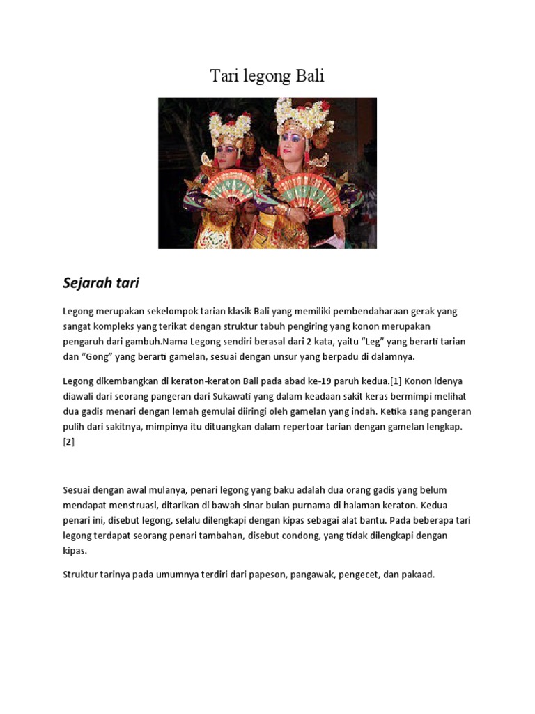 Sejarah dan Fungsi Tari Legong Bali | PDF