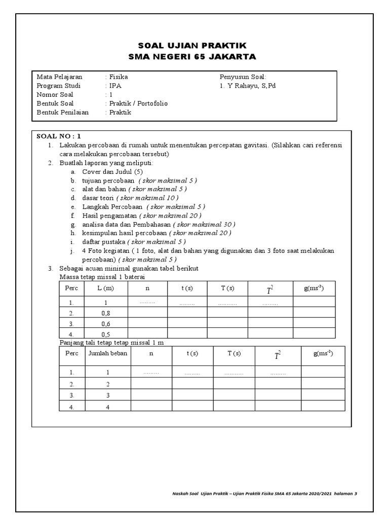 Ujian Praktik Fisika SMA 65 Jakarta | PDF | Sains & Matematika ...