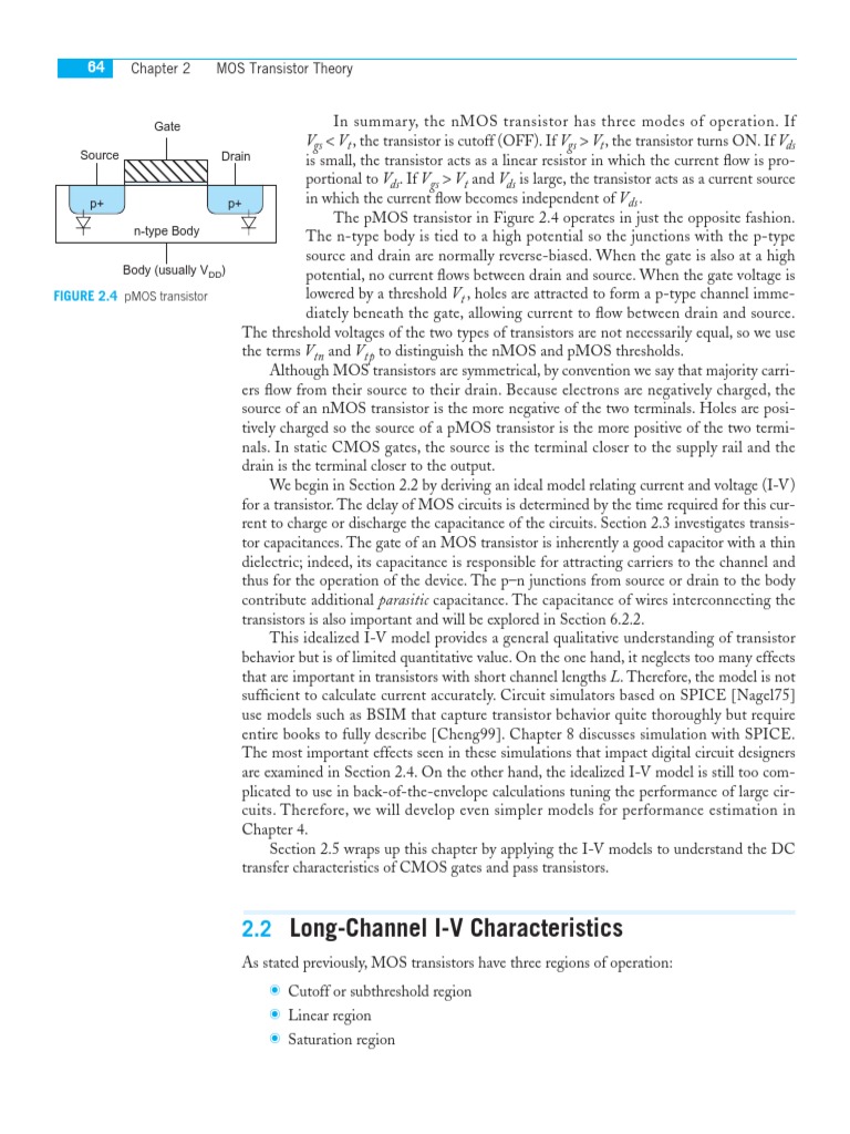 Long-Channel I-V Characteristics: Chapter 2 MOS Transistor Theory | PDF ...