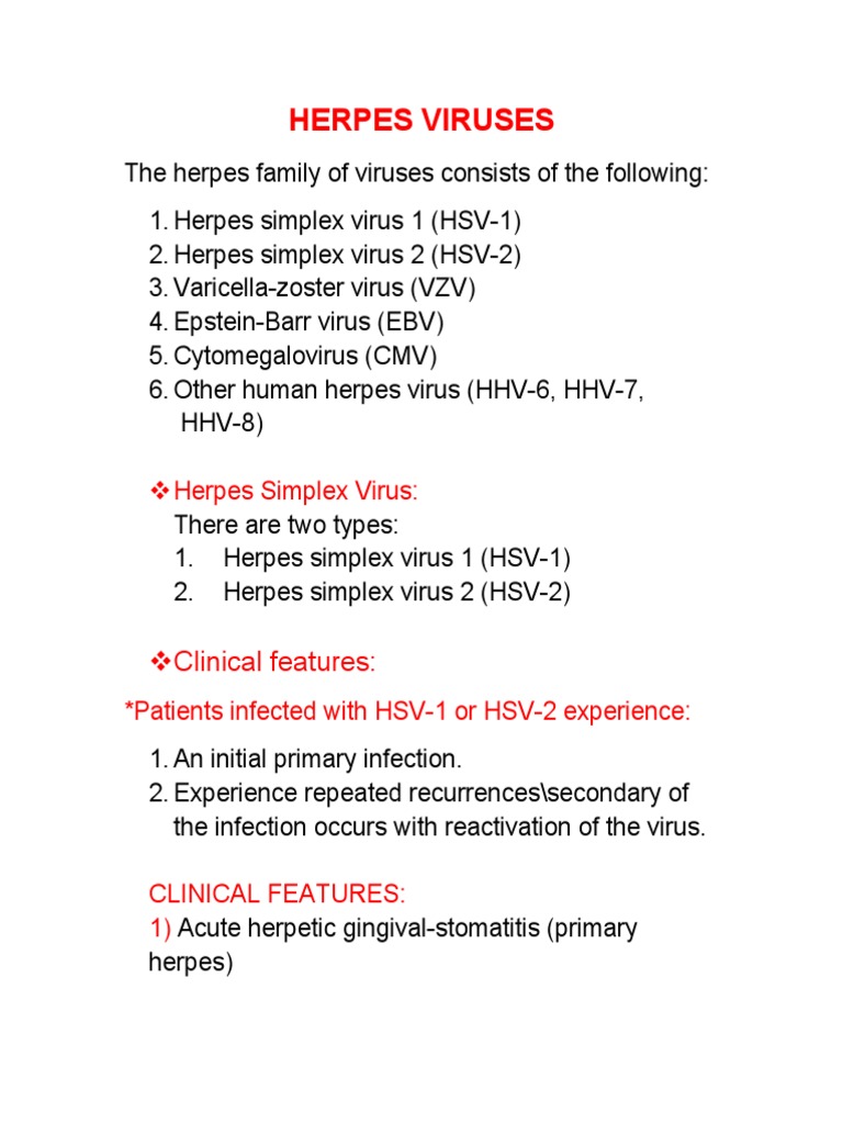 Herpes Viruses: Clinical Features | PDF | Herpes Simplex | Cutaneous ...