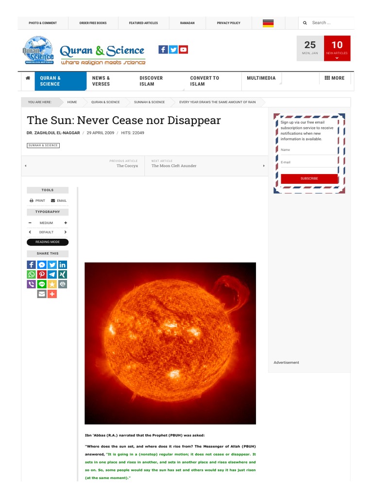 The Sun in Hadith | PDF | Earth | Quran