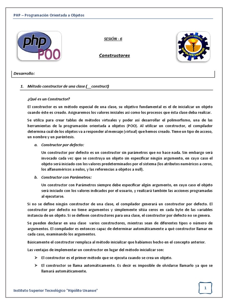 Sesion - 6 | PDF | Constructor (Programación Orientada a Objetos) | Programación