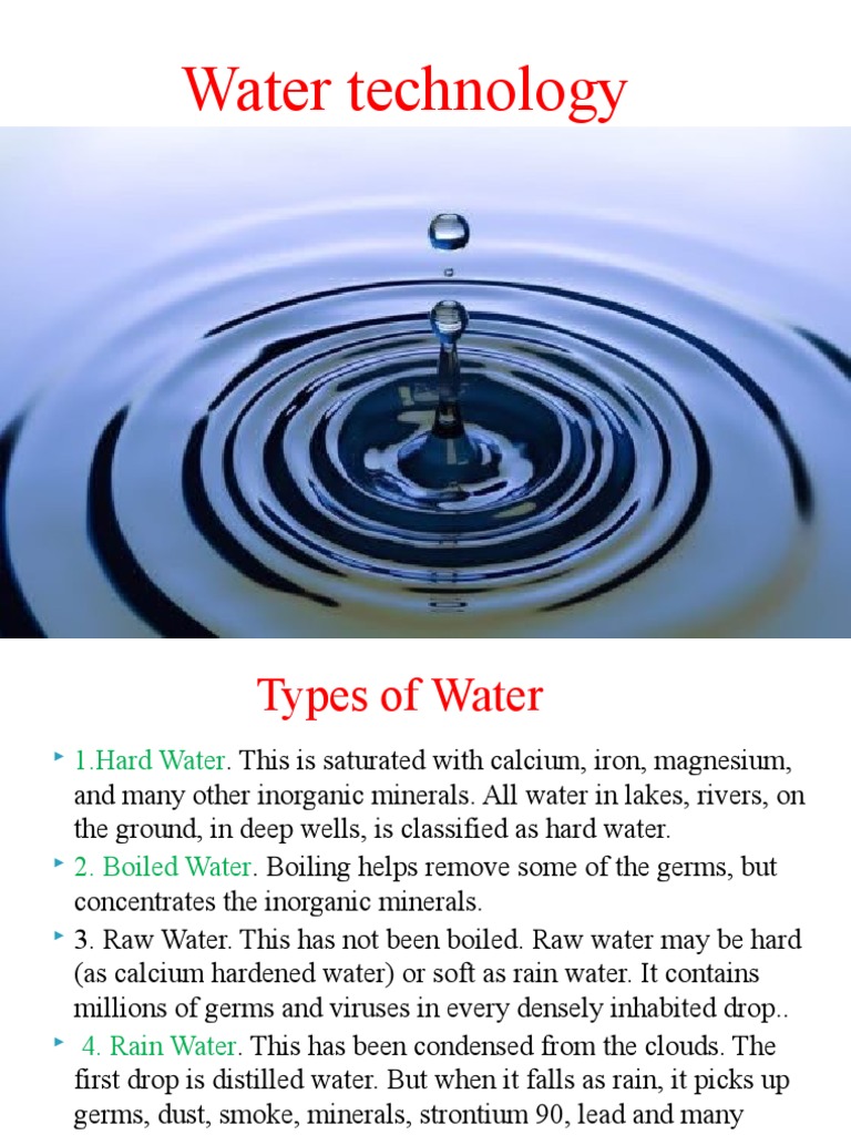 Water Technology PPT 1 | PDF | Purified Water | Water Purification