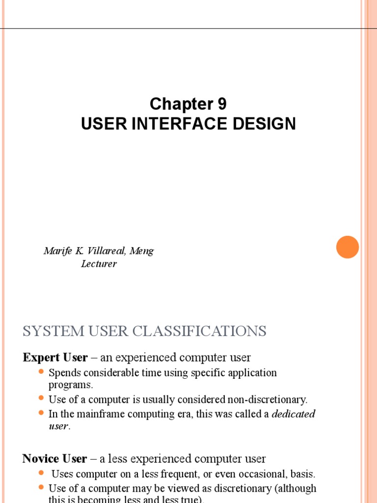 User Interface Design: Marife K. Villareal, Meng Lecturer | Download Free PDF | Menu (Computing ...